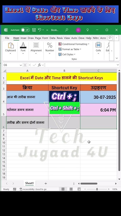 Excel Shortcut for date and time #tips #excel #spreadsheetmagic #microsoftexcel # ...