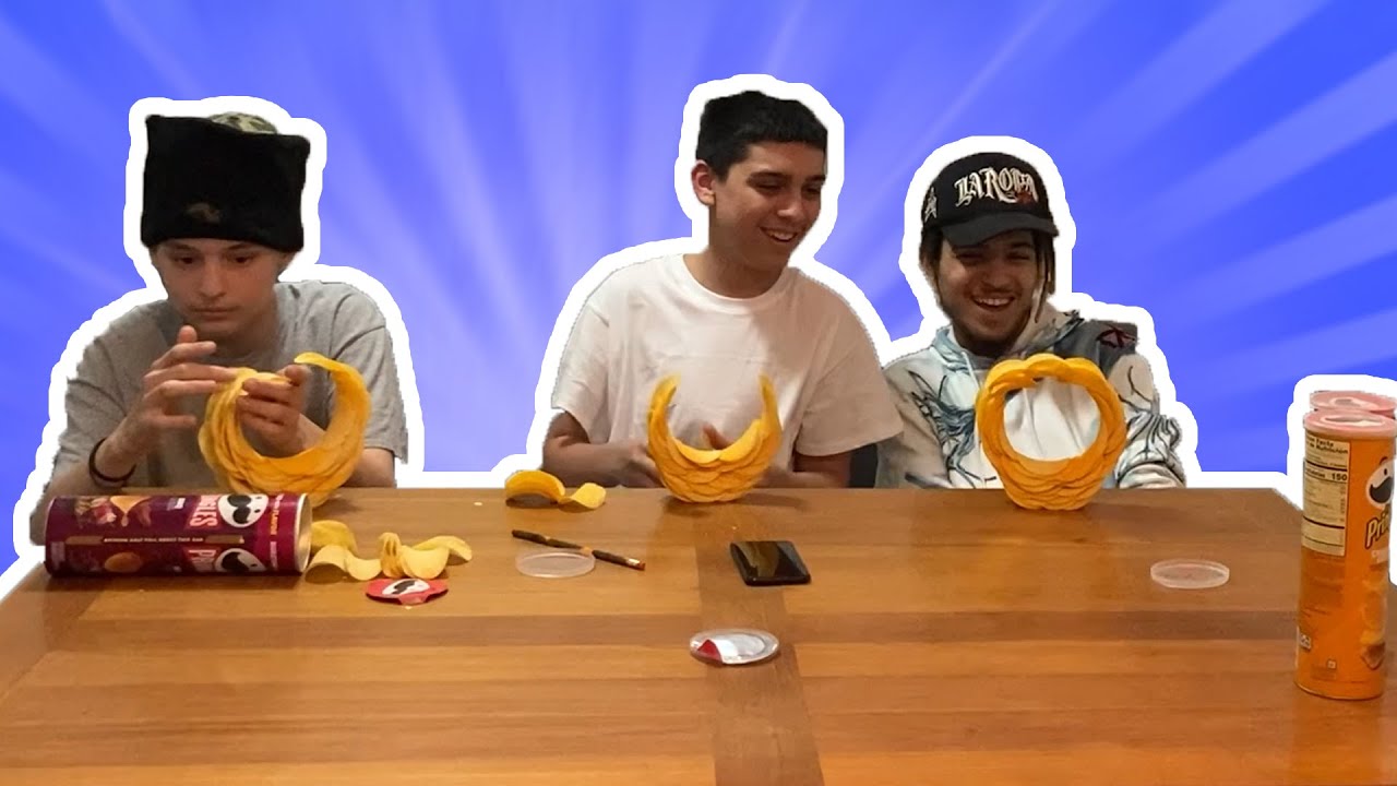 First to make a circle of pringles wins! - YouTube