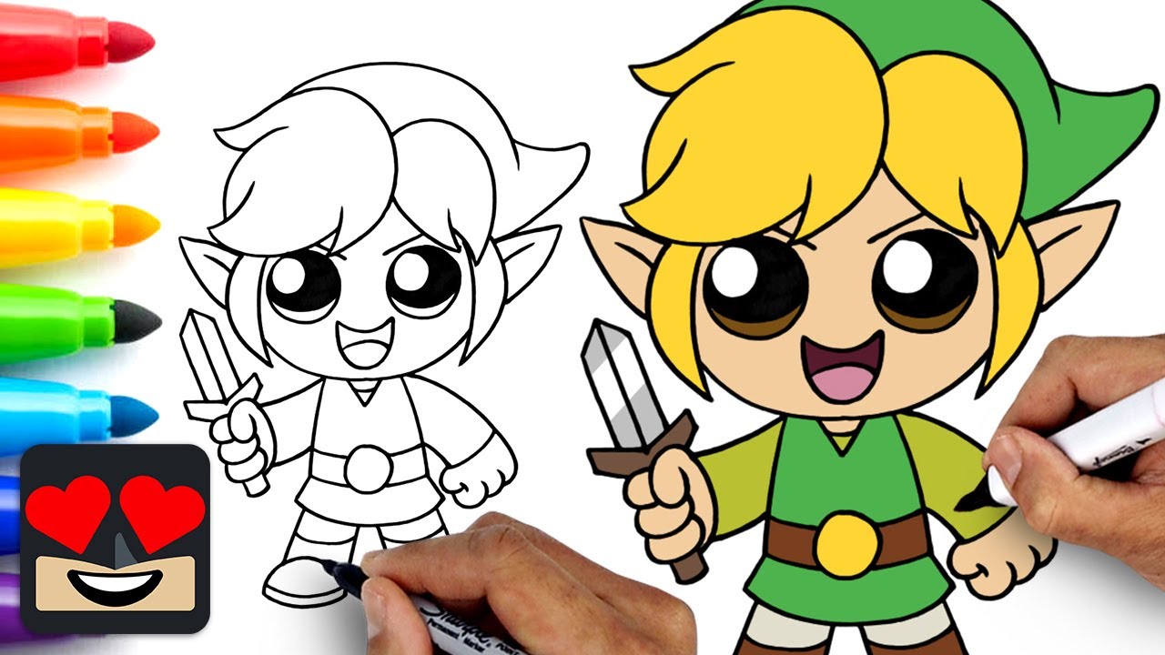How To Draw Link Legend Of Zelda Drawing Tutorial Youtube