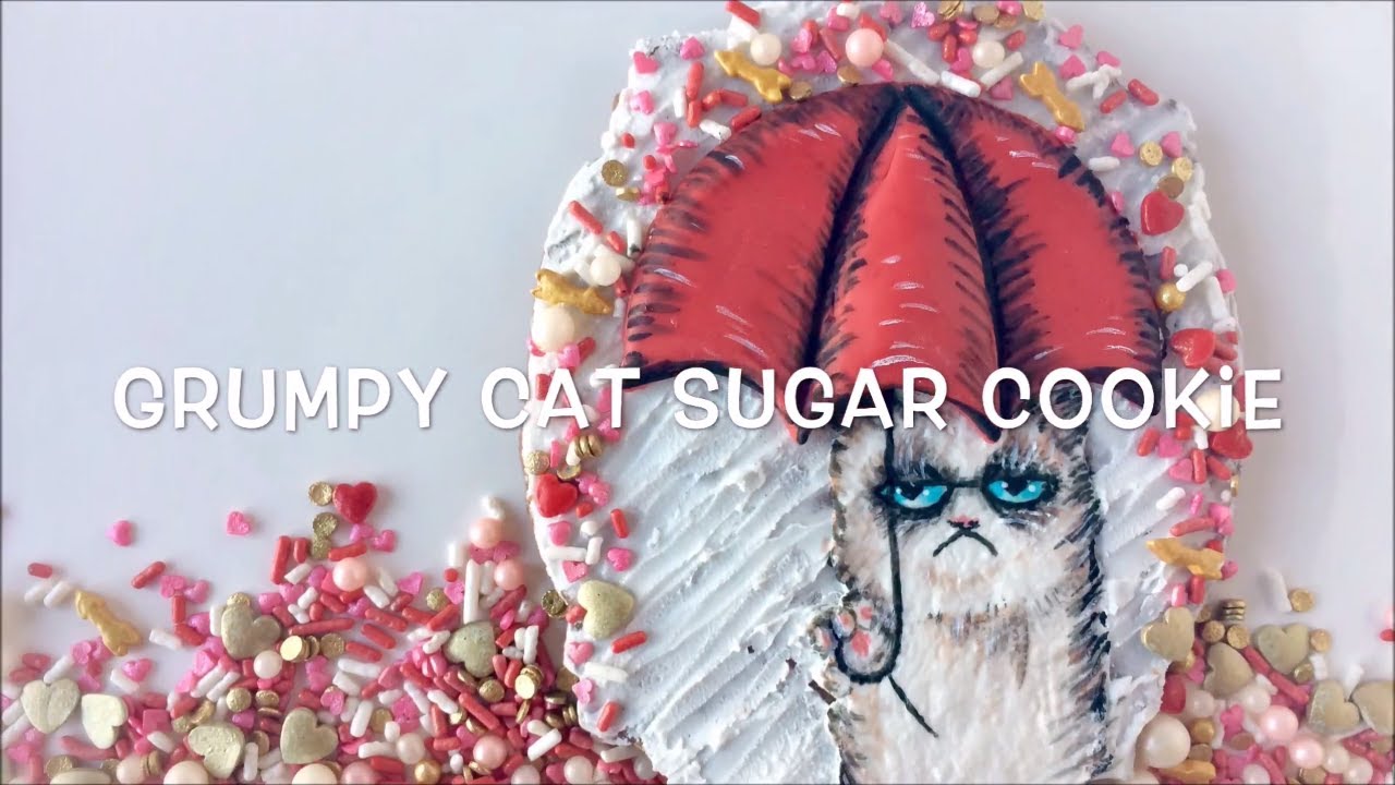 Valentine's Day Grumpy Cat Sugar Cookie - YouTube