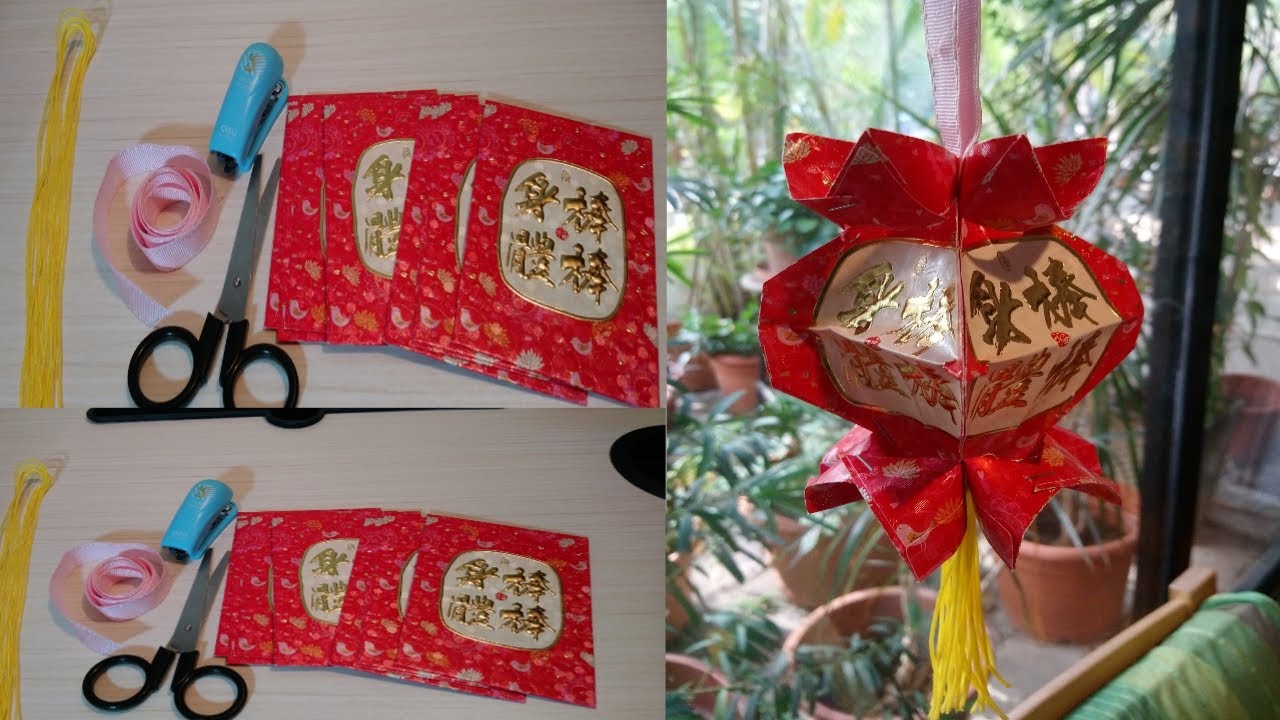 10 minutes craft. Diy Chinese lantern using red packet. - YouTube