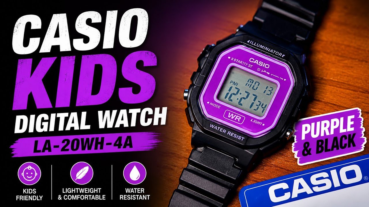 Casio Kids Digital Watch (LA-20WH-4A) Purple and Black - YouTube