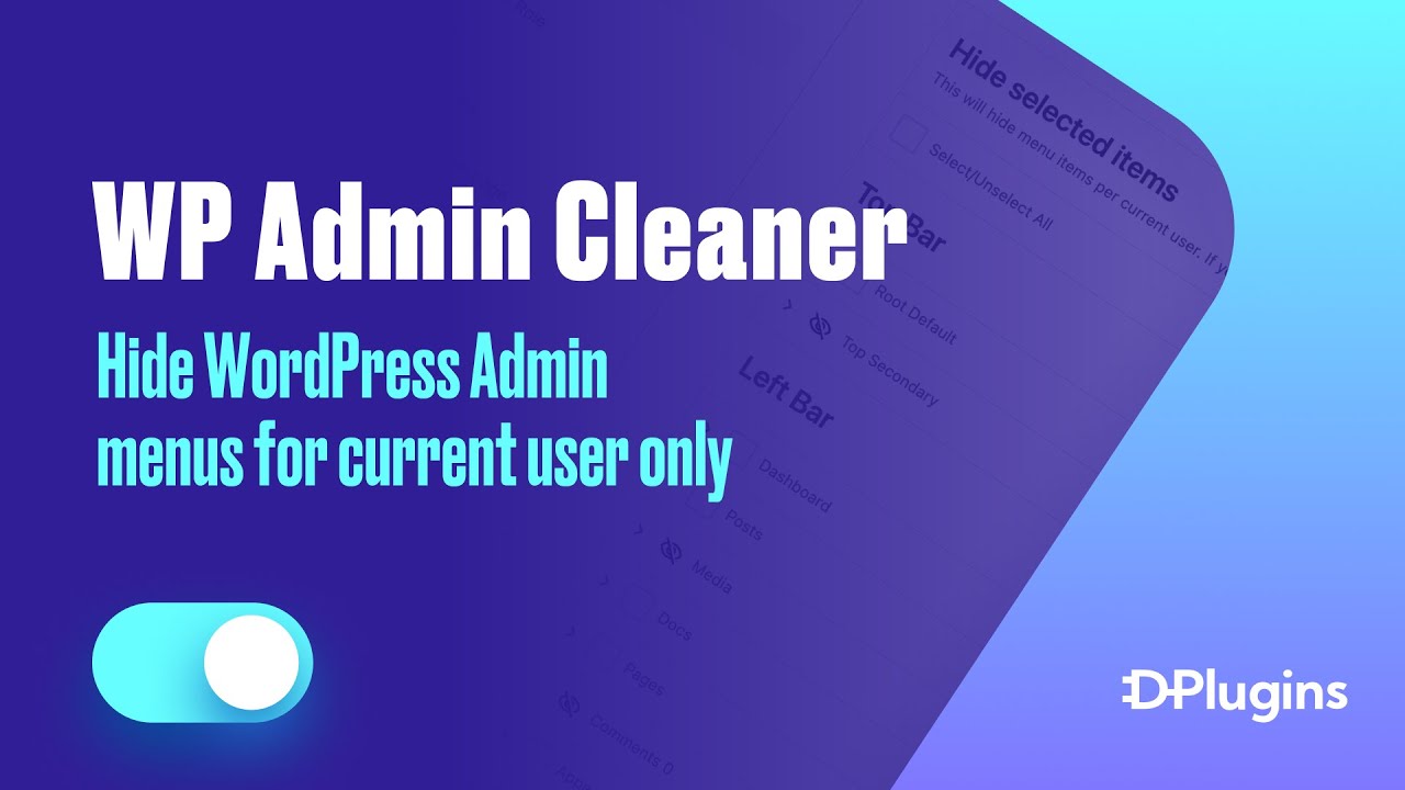 Hide WordPress Admin menus for current user only - YouTube