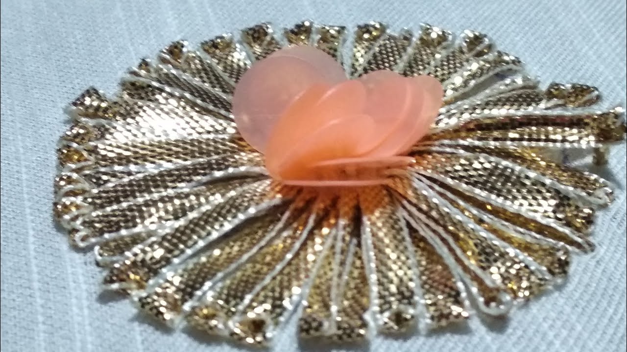 Very Easy Hand Embroidery Gota Patti Buti Design - YouTube