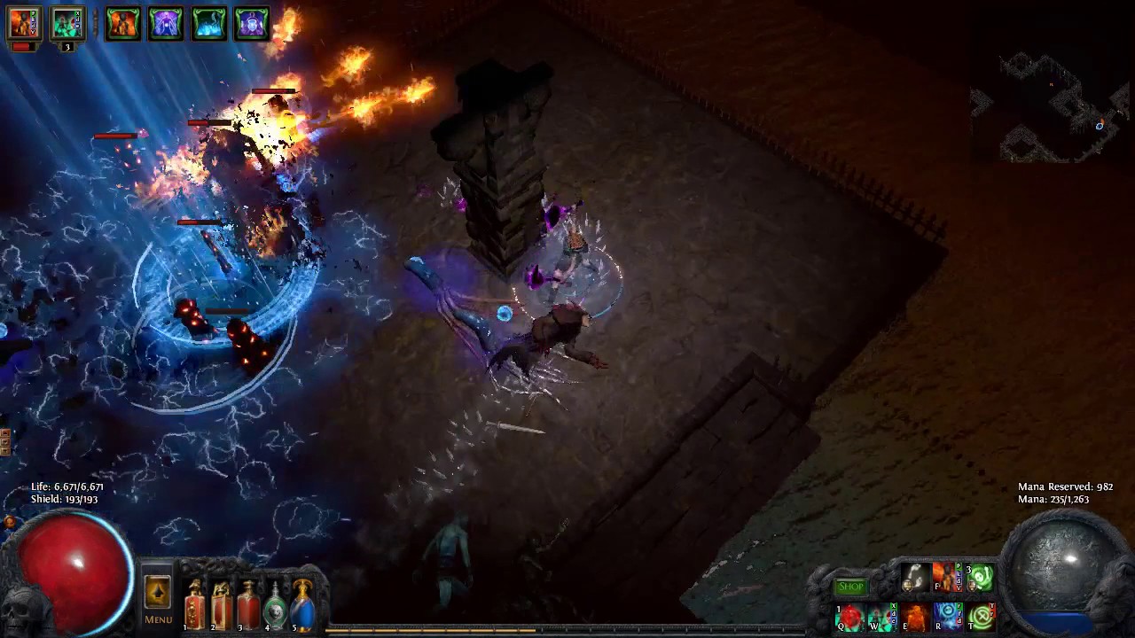 Path of Exile Clayshaper Flame Golems + Skeletons vs T11 Torture ...