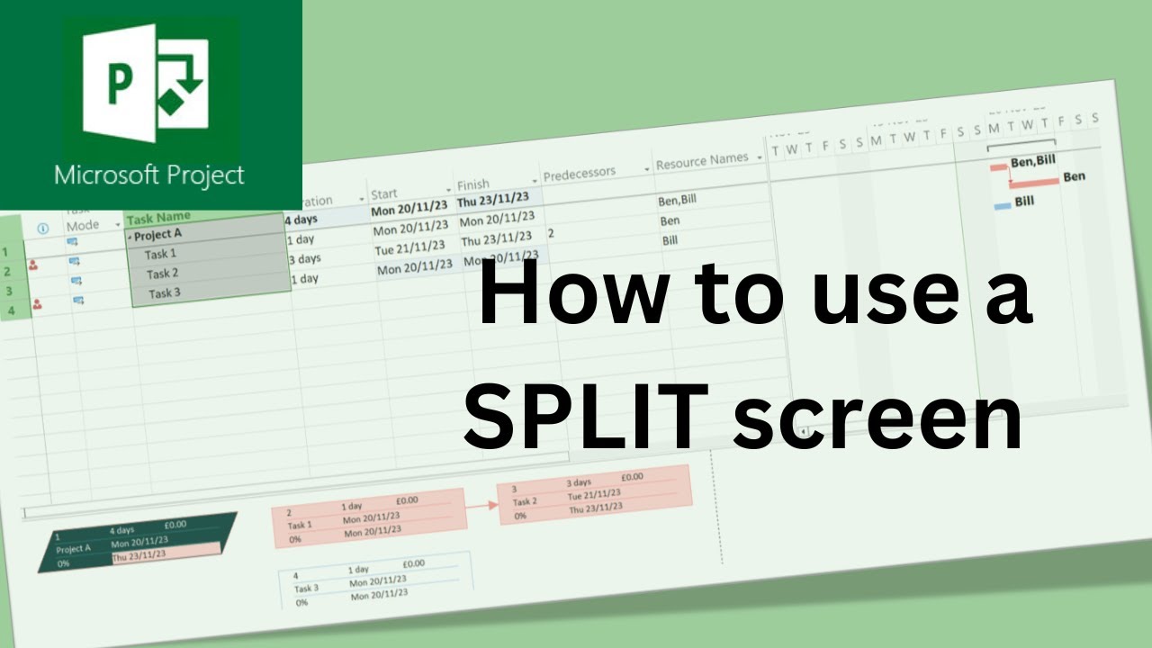 The ultimate guide to split screen success in Microsoft Project - YouTube