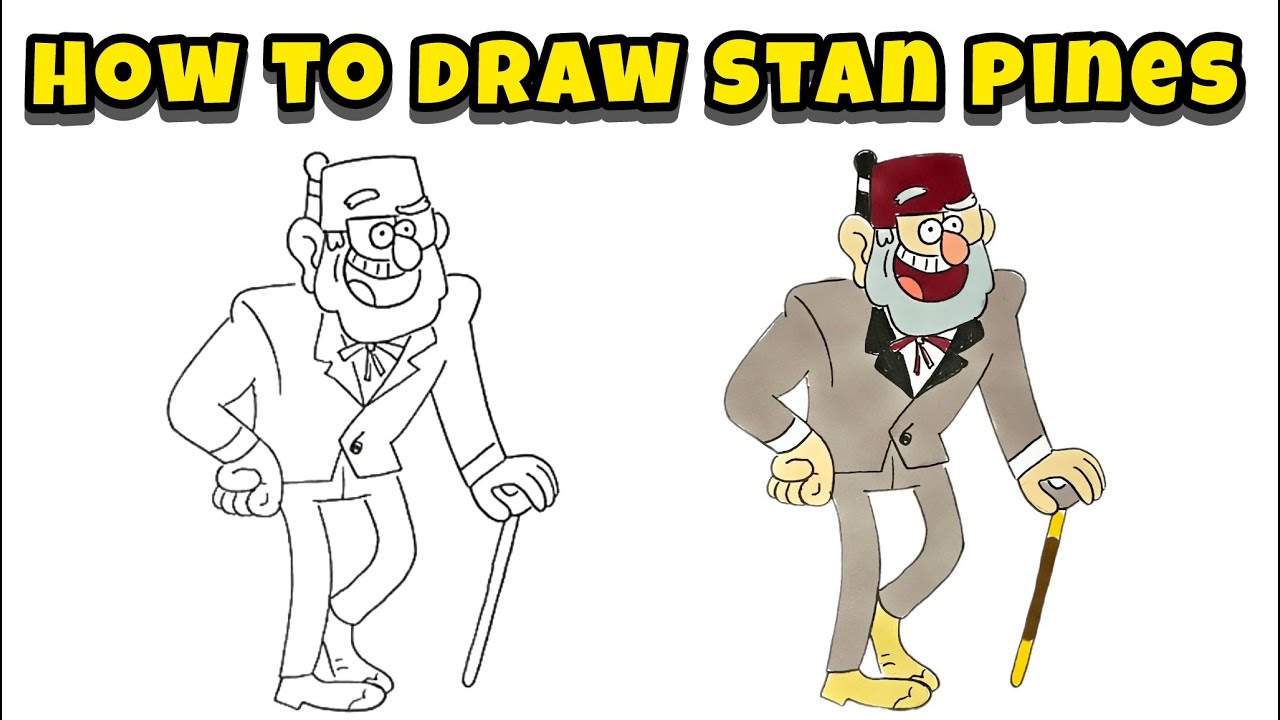 How to Draw Uncle Stanley 'Stan' Pines from Gravity Falls Simple ...