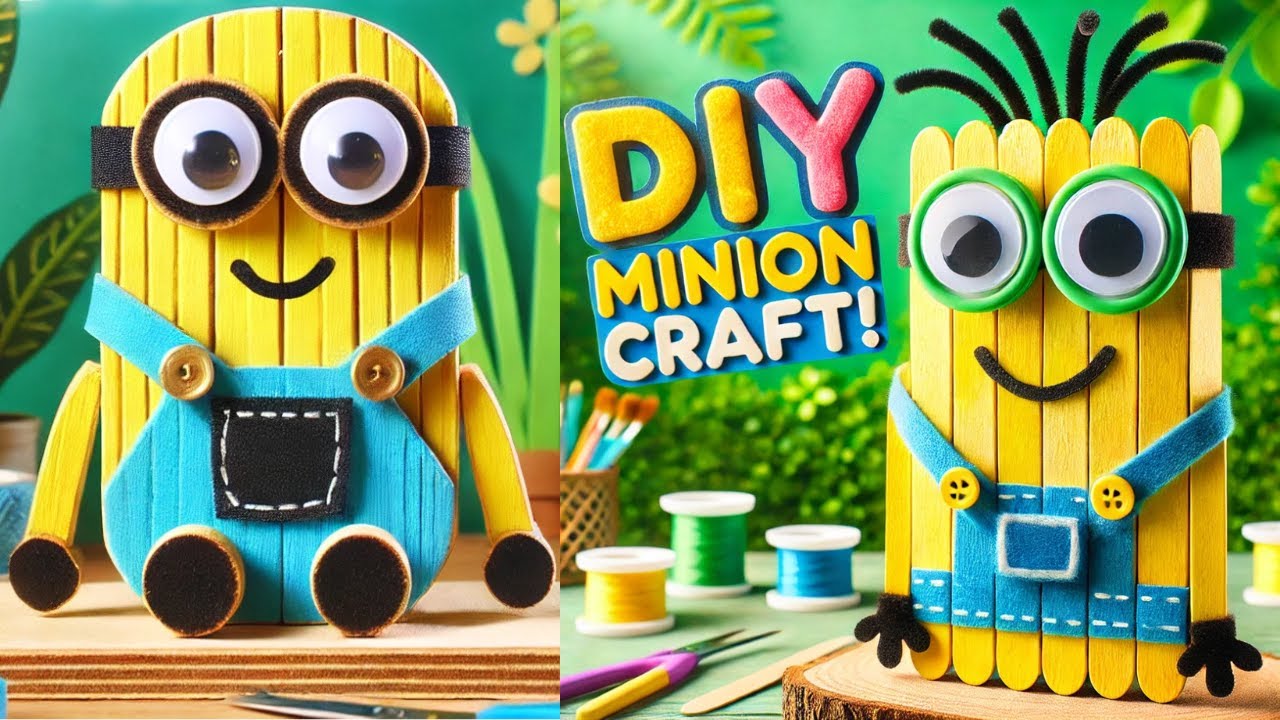 DIY Wooden Minions Craft for Kids | Easy Popsicle Stick Minion! 🎨 #diy ...