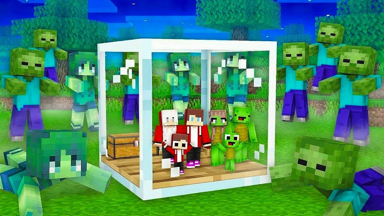 ZOMBIE APOCALYPSE vs. Mikey Family & JJ Family Doomsday GLASS Bunker ...