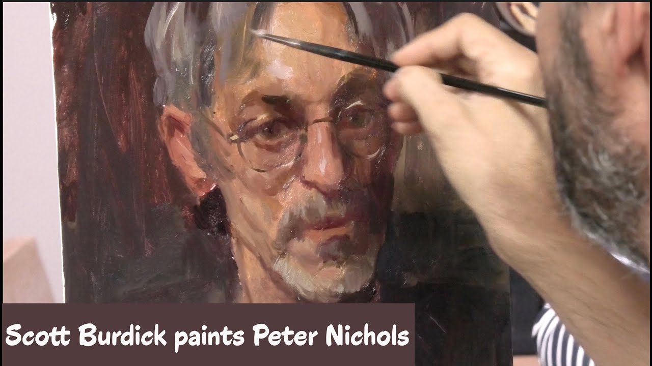 Watch me paint a portrait of the author Peter Nichols - YouTube