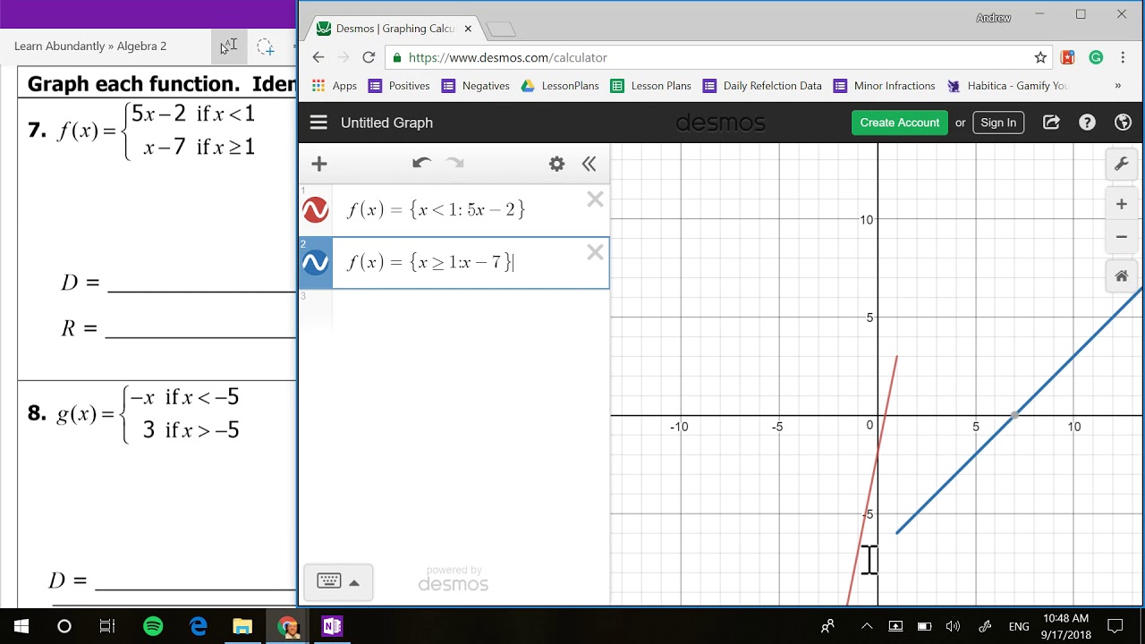 Algebra Graph Piecewise Functions In Desmos YouTube