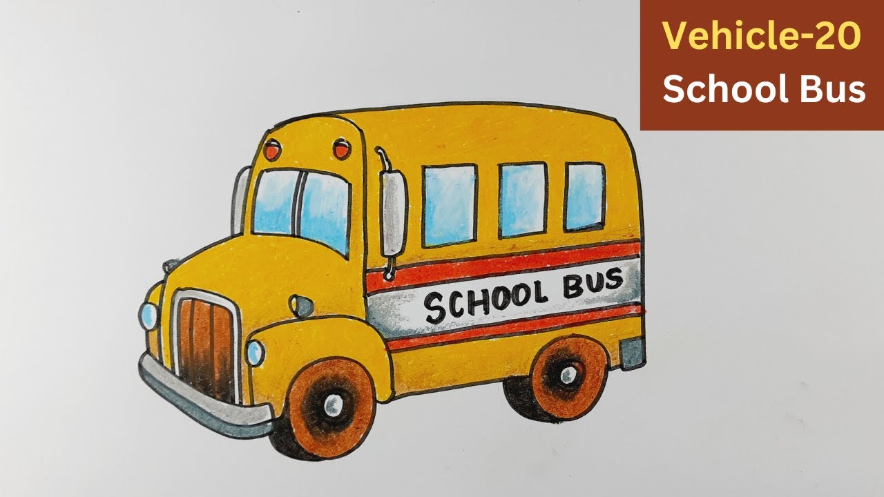 School Bus drawing tutorial for kids/ How to draw School Bus? Easy ...