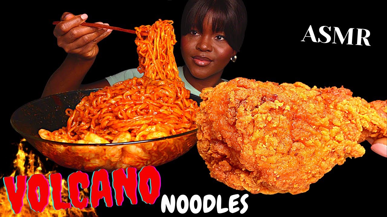 ASMR VOLCANO FIRE NOODLE, FRIED CHICKEN, HOT FLAMIN CHESTER'S MUKBANG ...