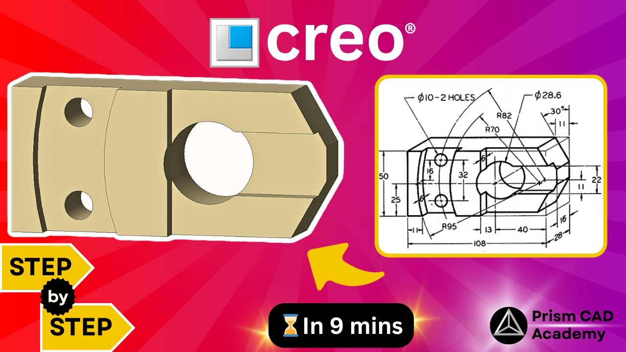 Creo Part Modelling Part 3 | 3D Modelling Practise-3 | Index Slide Cad ...