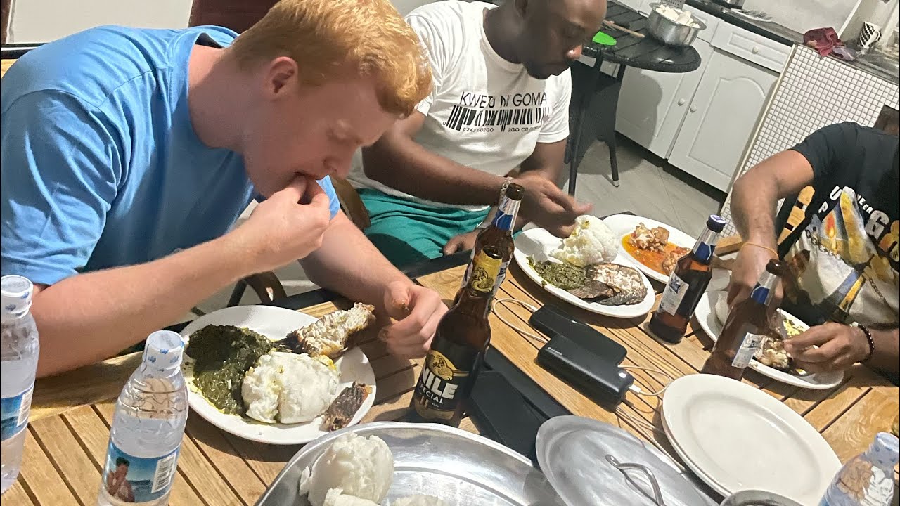European Tries African Food for the First Time, Ugali and Sombe ...