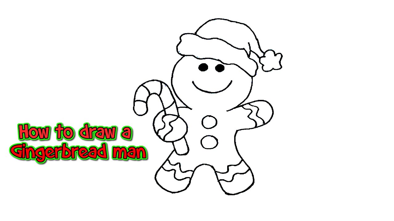 How to draw a Gingerbread man - step by step easy - YouTube