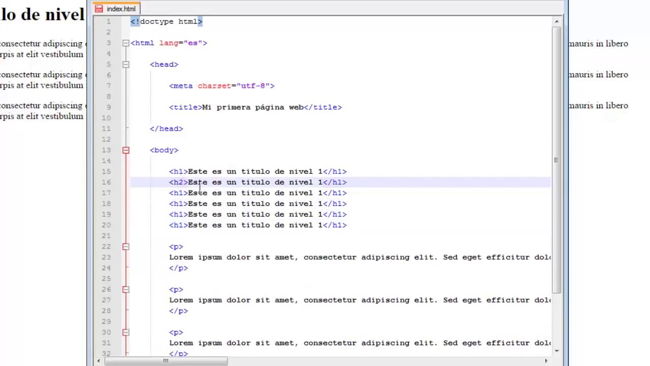 Tutorial básico de HTML desde cero Video 5 Párrafos y encabezados - YouTube