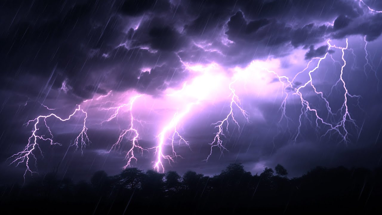 Terrifying Thunderstorm with Heavy Rain and Powerful Thunder at Night ...