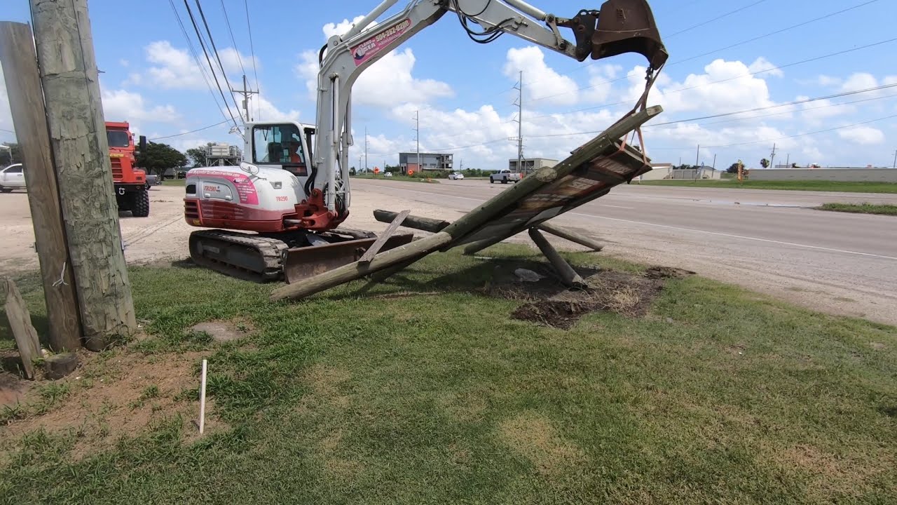 Storm Recovery: Giant Truck & Excavator Cross ICW to Fix Signs in ...
