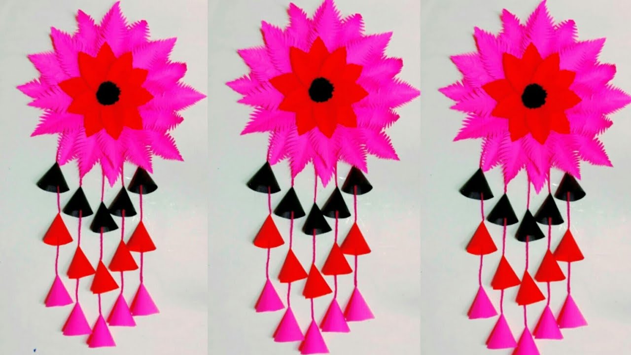Nirmana | beautiful wall hanging with paper flowers easy 2021 | wall ...