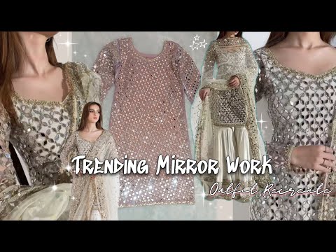 Most Trending 🥀 Mirror Work Outfit Recreate with 🪡cutting and stitching ...