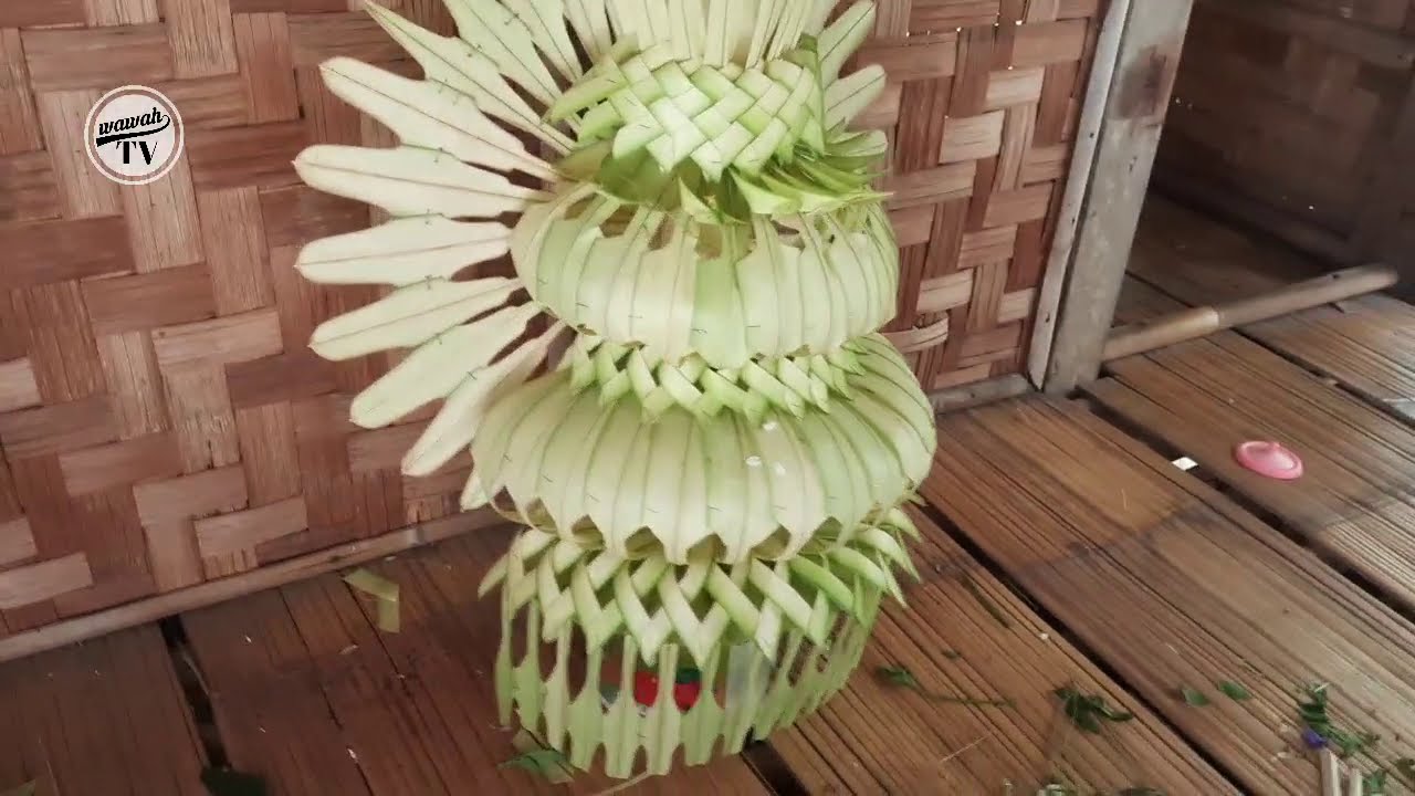 Cara membuat janur kembar mayang || Tutorial janur bunga - YouTube