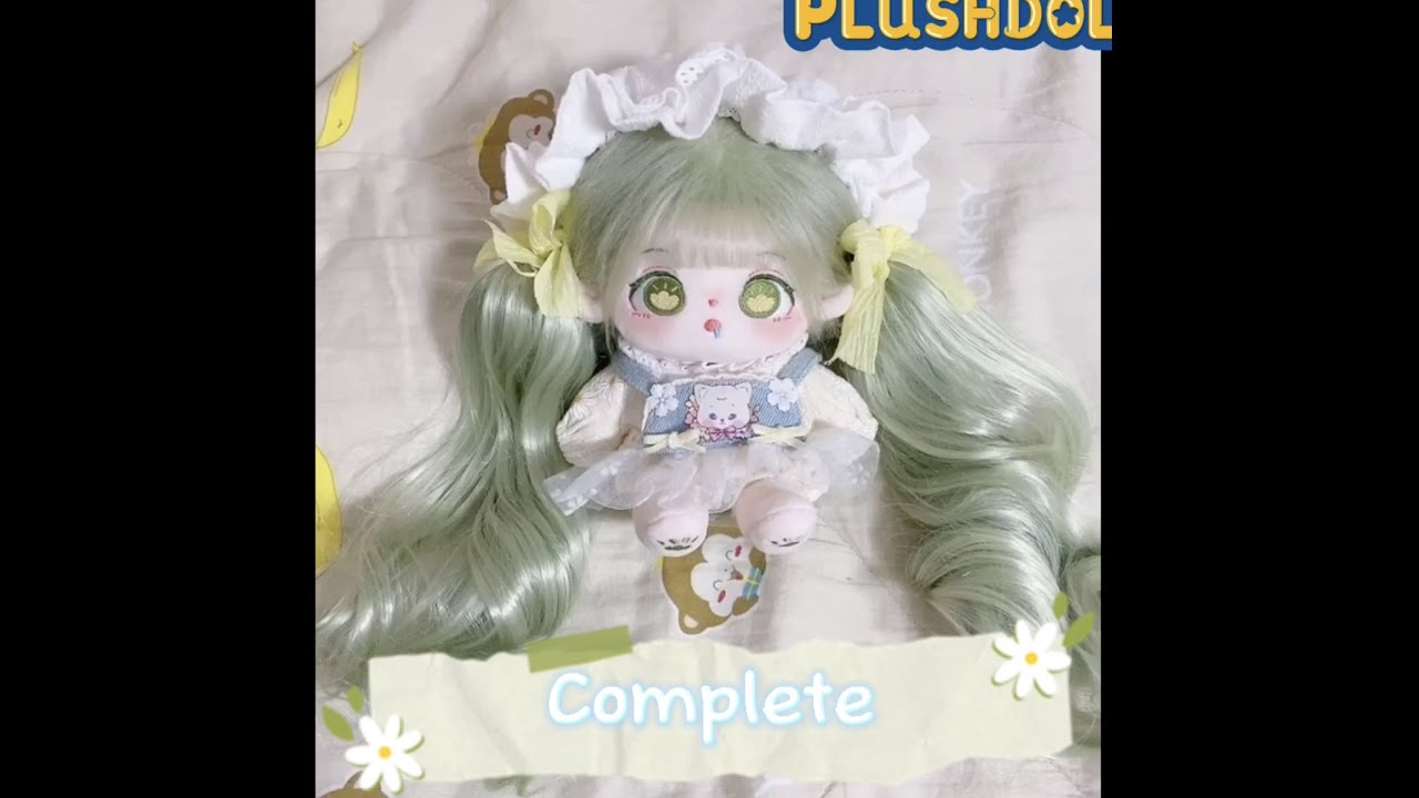 Review my green baby doll｜Twin tails｜Makeup｜Cotton doll tutorial ...