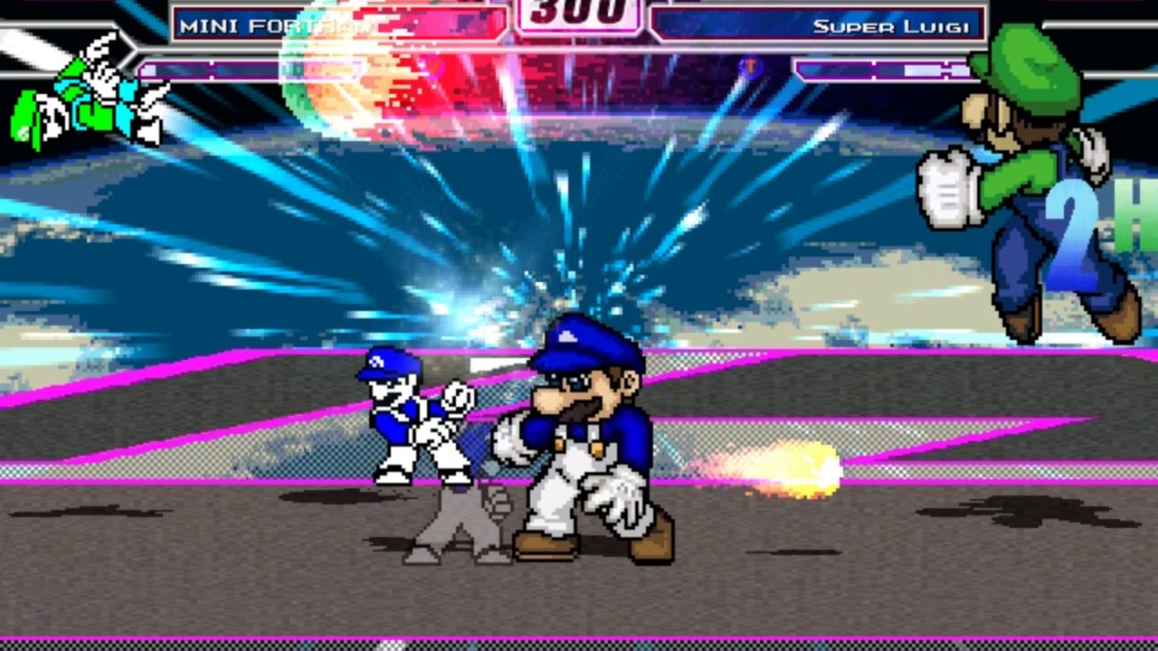 MUGEN Request #137 MINI FORTRAN x2 vs SMG4 & Super Luigi - YouTube