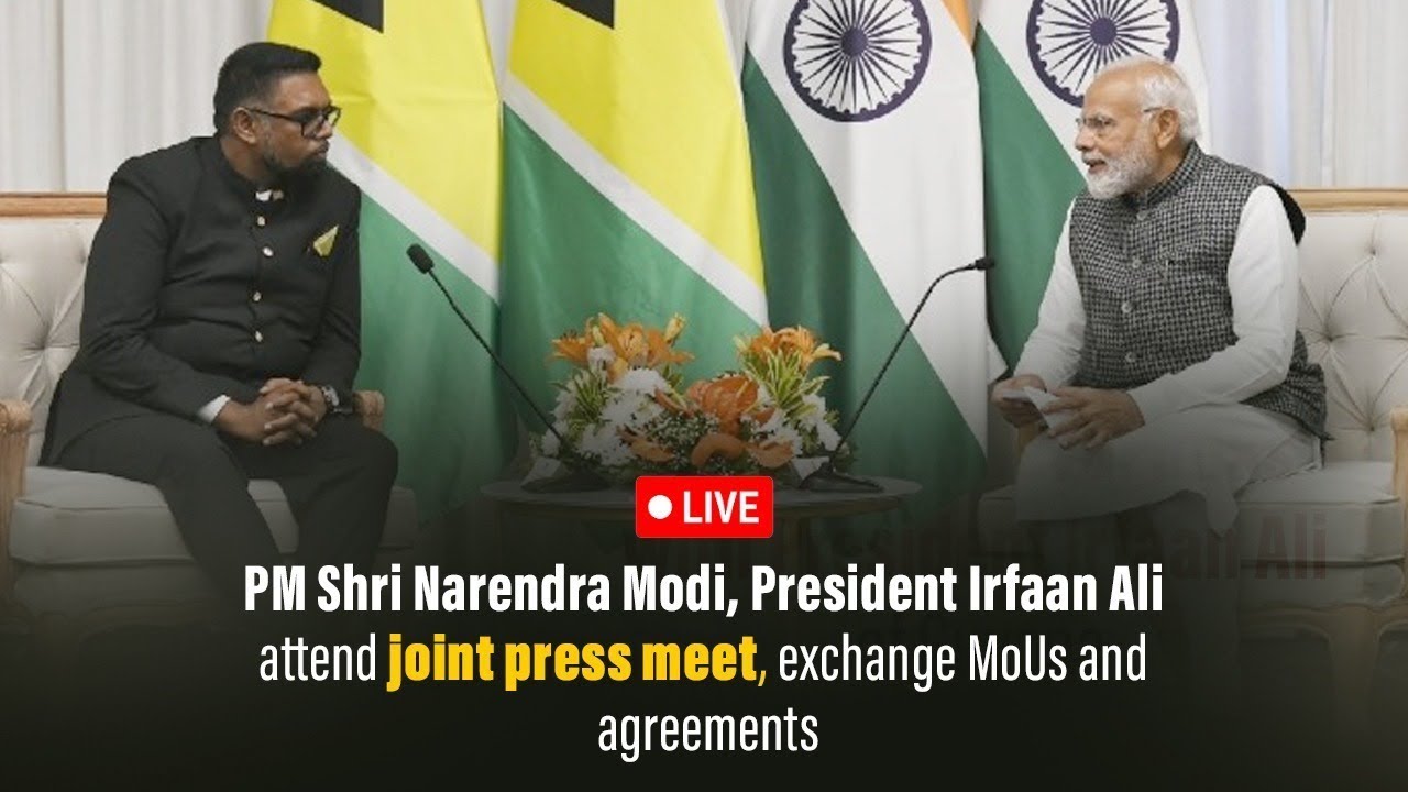 PM Shri Narendra Modi, President Irfaan Ali attend joint press meet ...