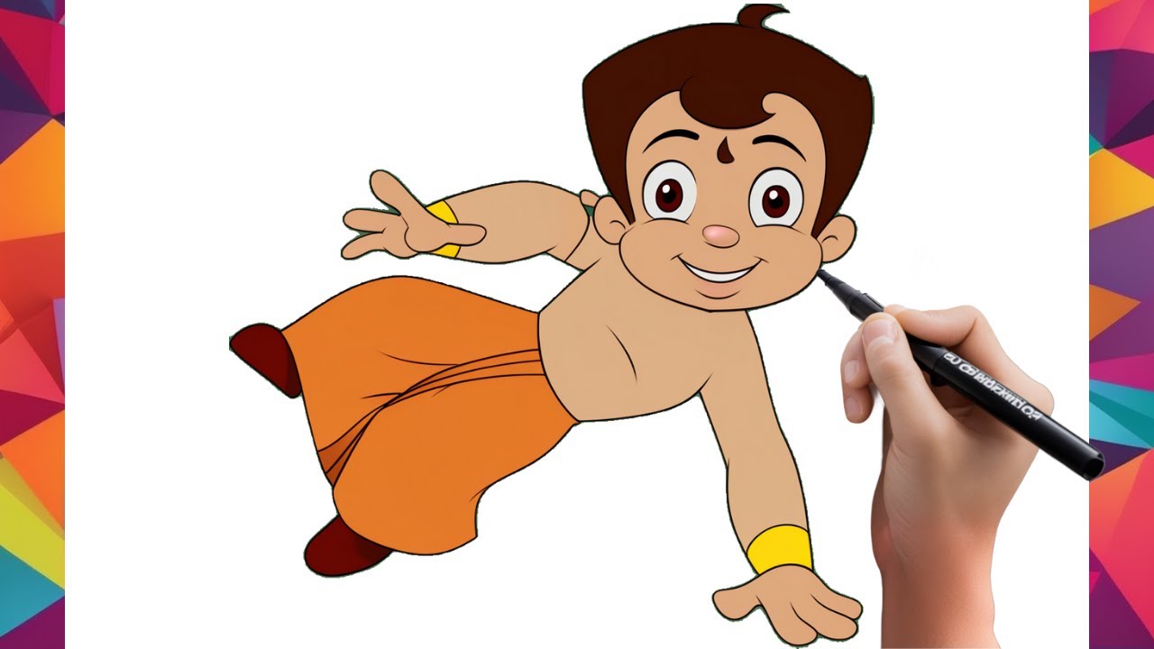 How to draw BHEEM (Chhota Bheem) INDIAN POPULAR CARTOON step by step ...