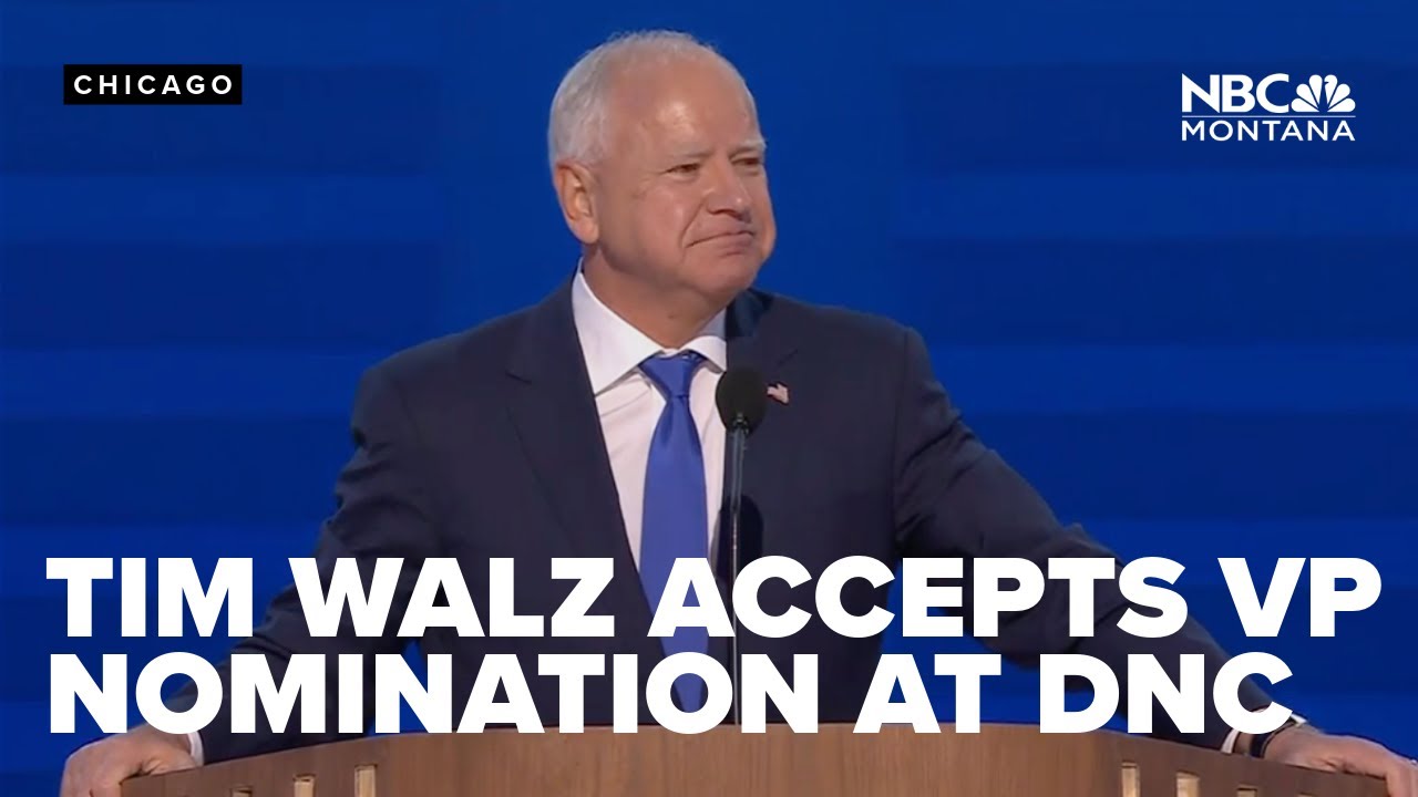 Tim Walz accepts the nomination for Vice President at the Democratic ...