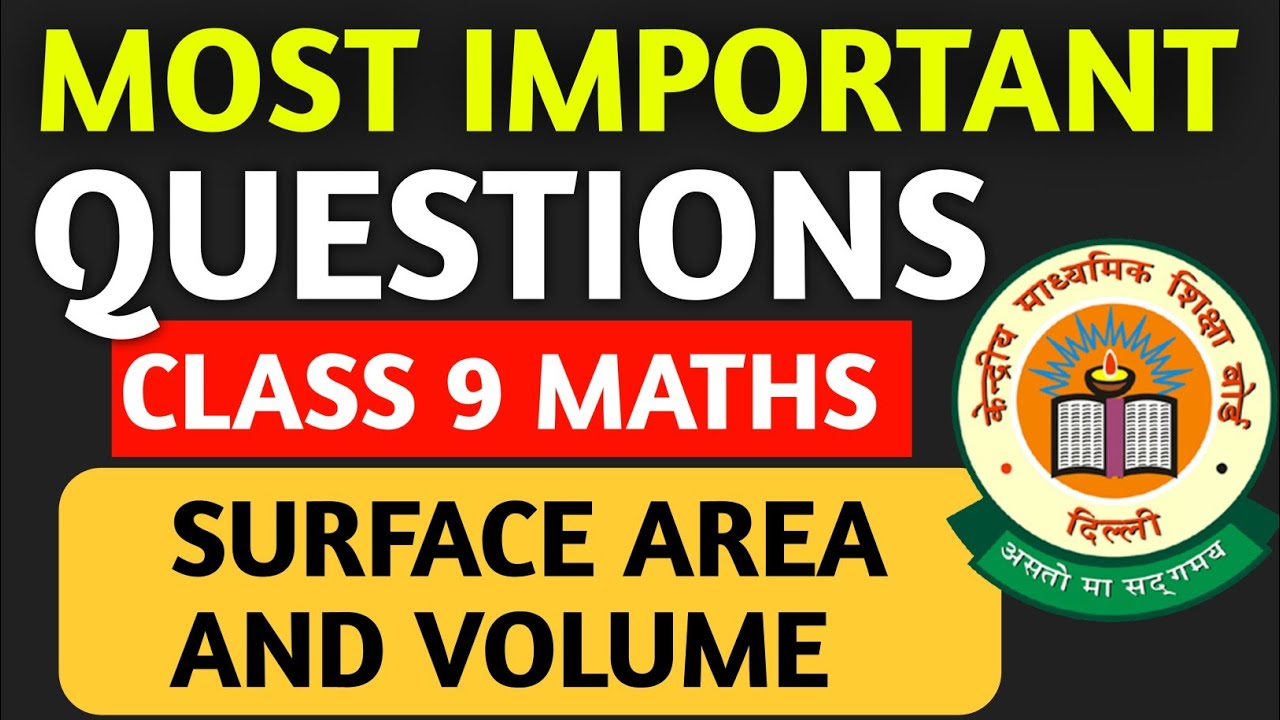 Surface Area and Volumes | Class 9 Maths Most Important Questions ...