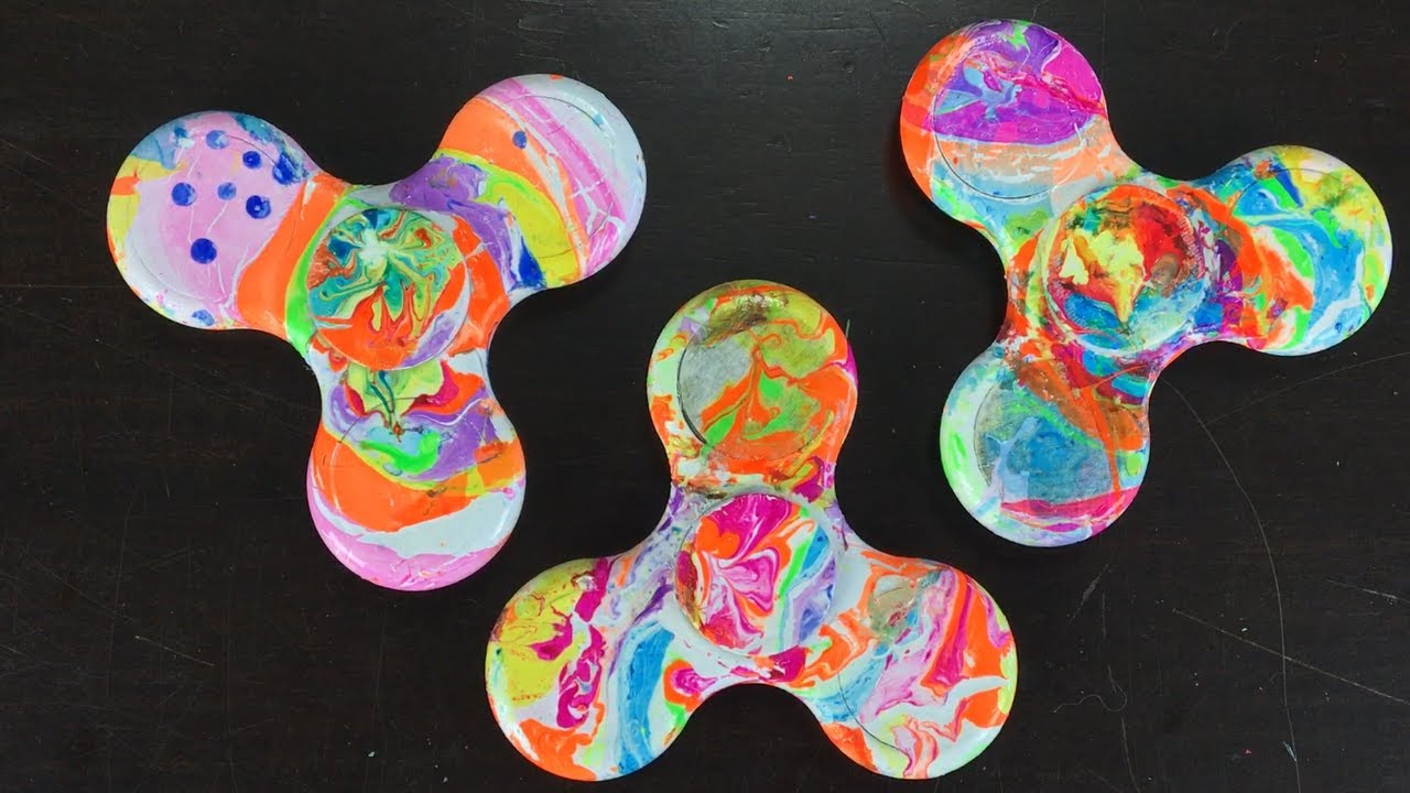 DIY Water Marble Fidget Spinner Rainbow - YouTube
