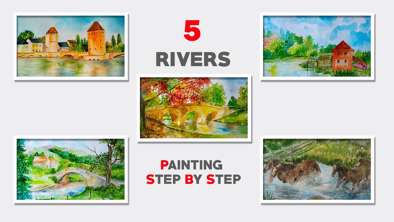 How To Paint RIVER REFLECTIONS In Watercolor Painting For Beginners ...