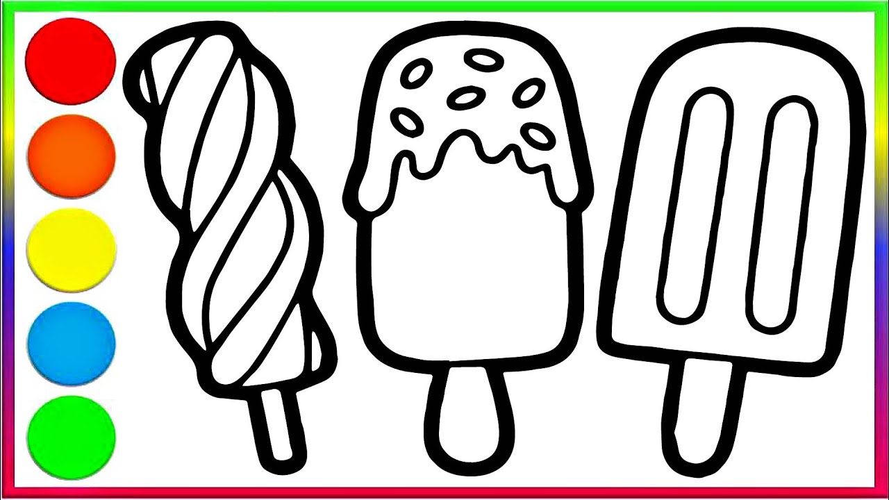 Learn to color ice cream step by step for toddlers||ice cream coloring ...