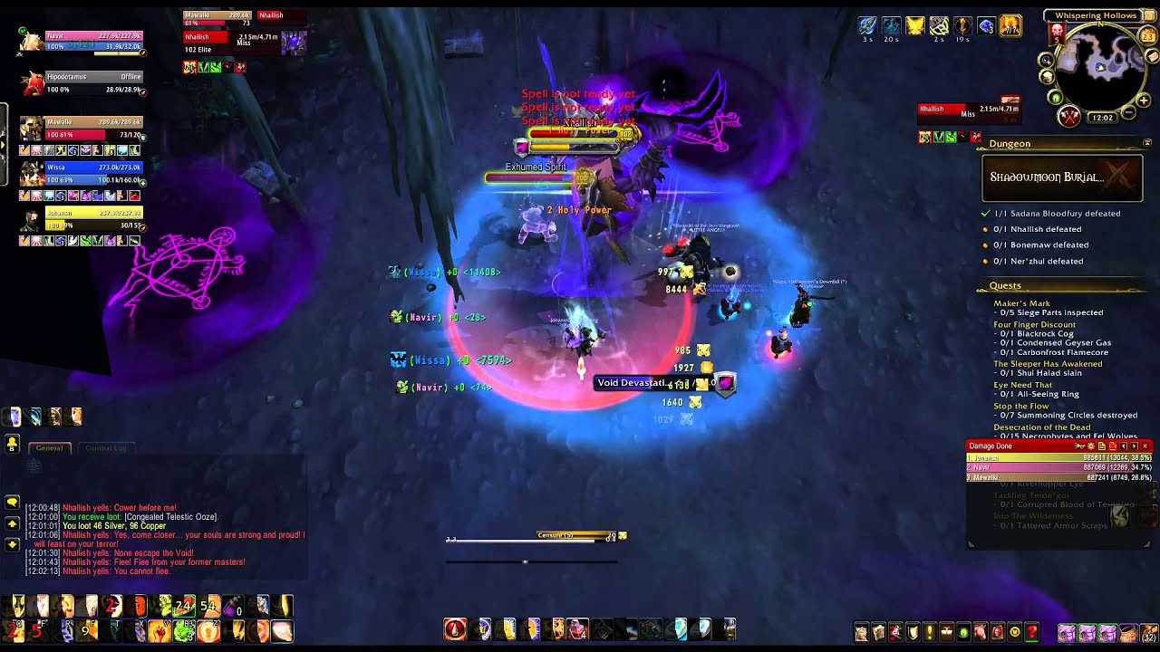 Nhallish Heroic Shadowmoon Burial Grounds Kill WoD - YouTube