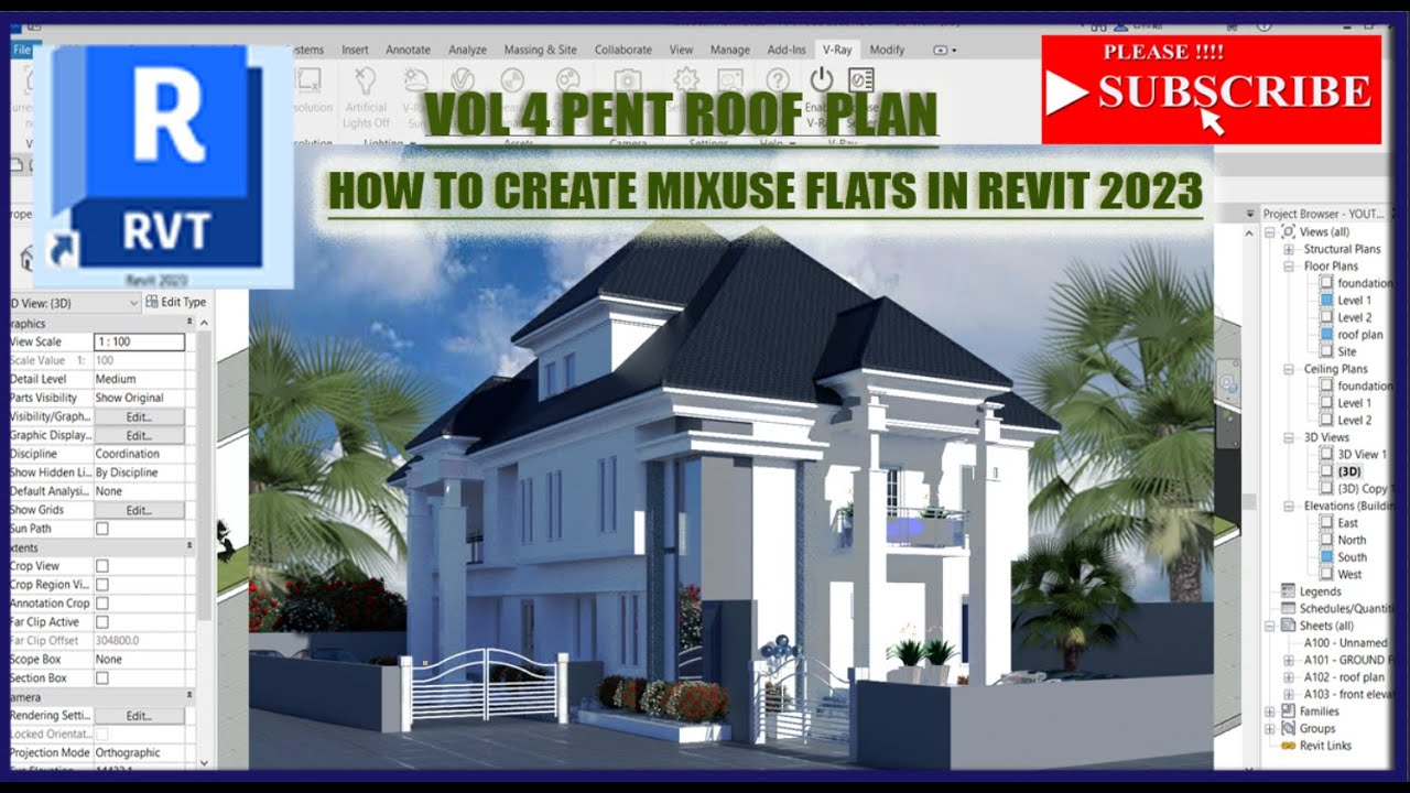 HOW TO CREATE MIXUSED FLATS IN REVIT 2023 VOL 4 PENT ROOF DESIGN - YouTube