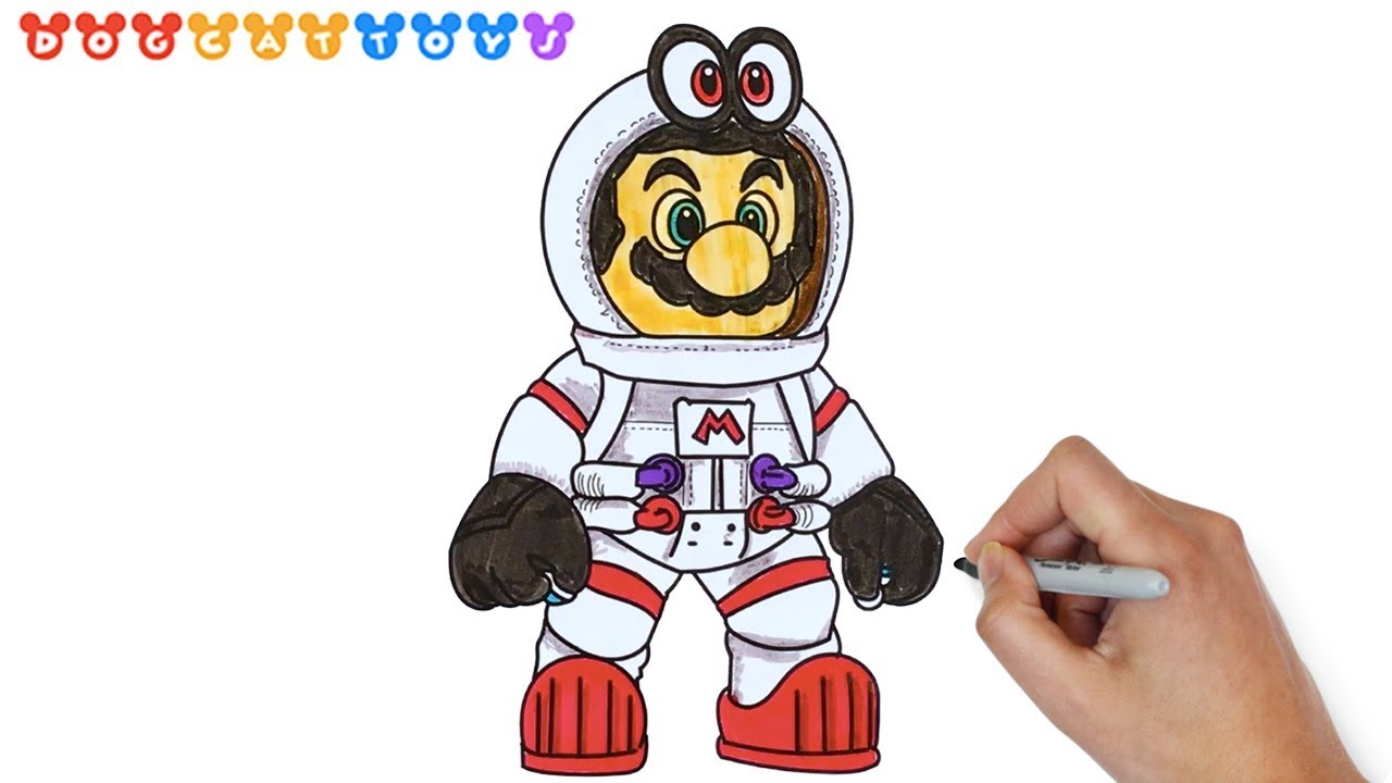 Speed Drawing Super Mario Odessey, Astronaut Mario| Drawing Coloring ...