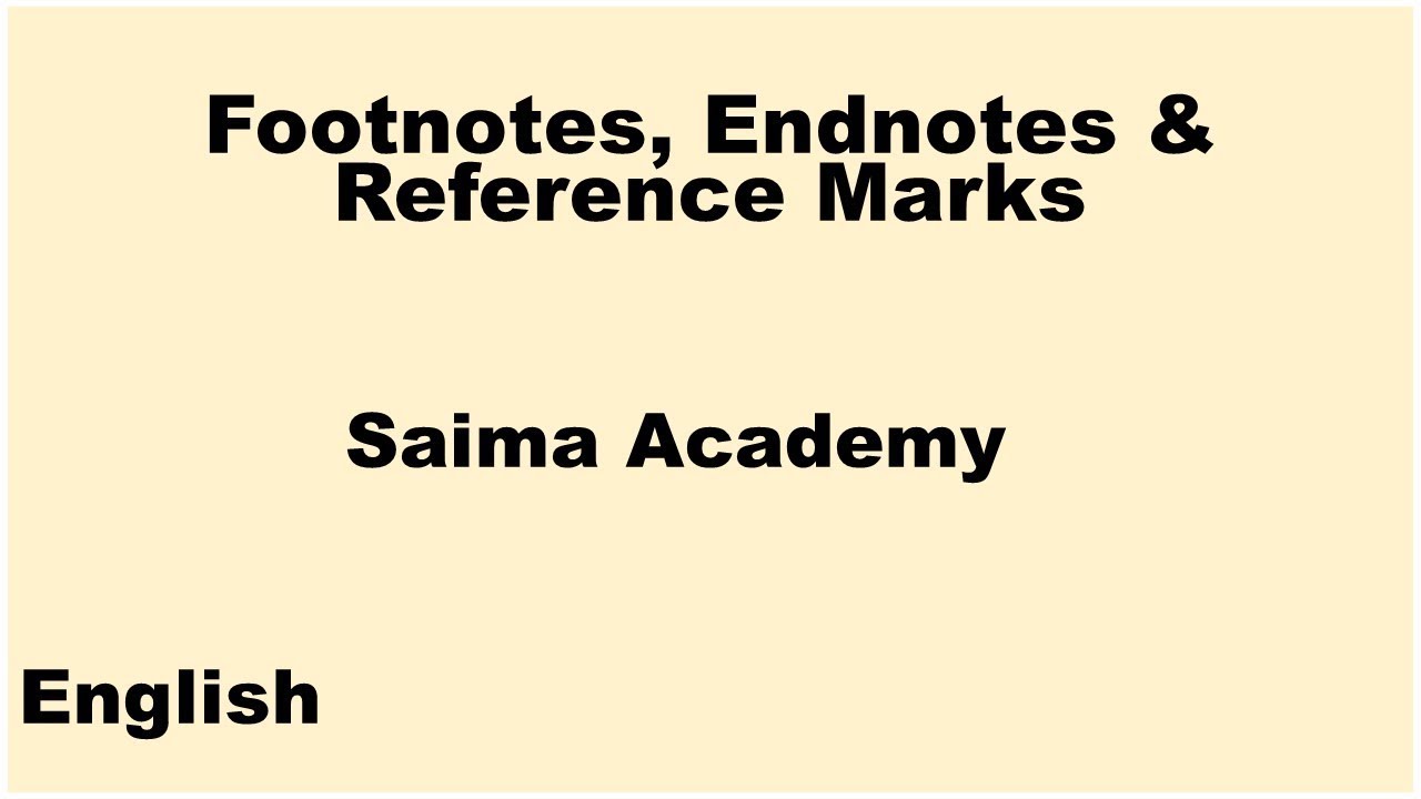 Microsoft Word: Footnotes and Endnotes, Reference Mark In English - YouTube