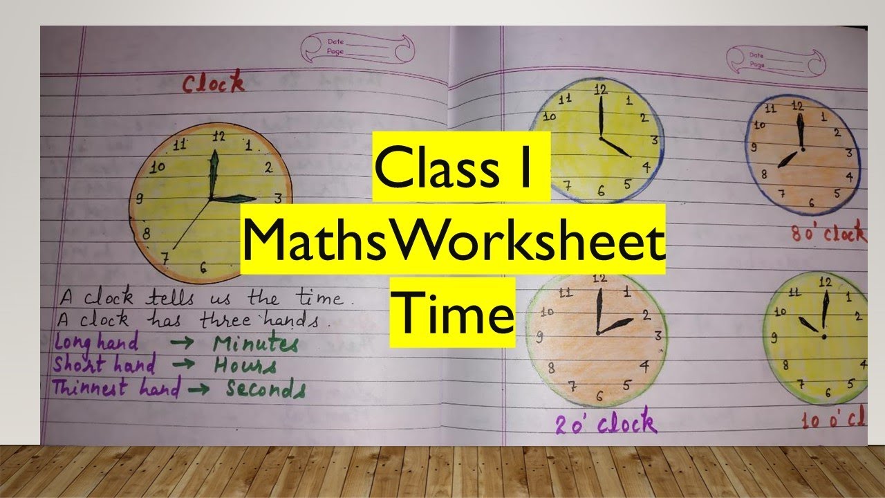 Maths worksheet for class 1 | Chapter time | for class 1 - YouTube