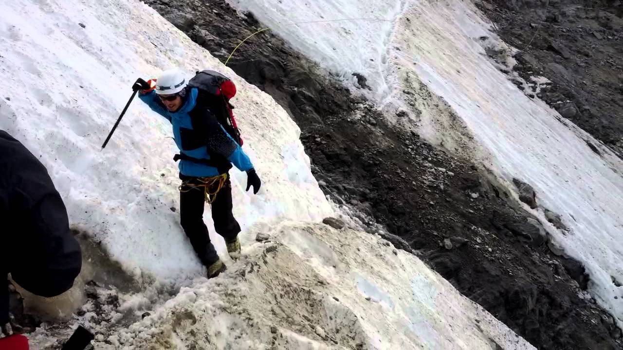 Crossing the Grand Couloir on the way back from Gouter - YouTube
