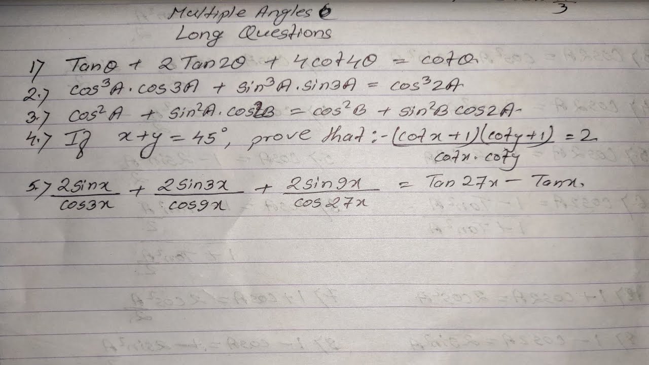 Trigonometry Multiple Angle(Long question) - YouTube