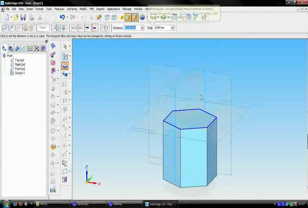 Hexagonal Protrusion - Solid Edge - YouTube