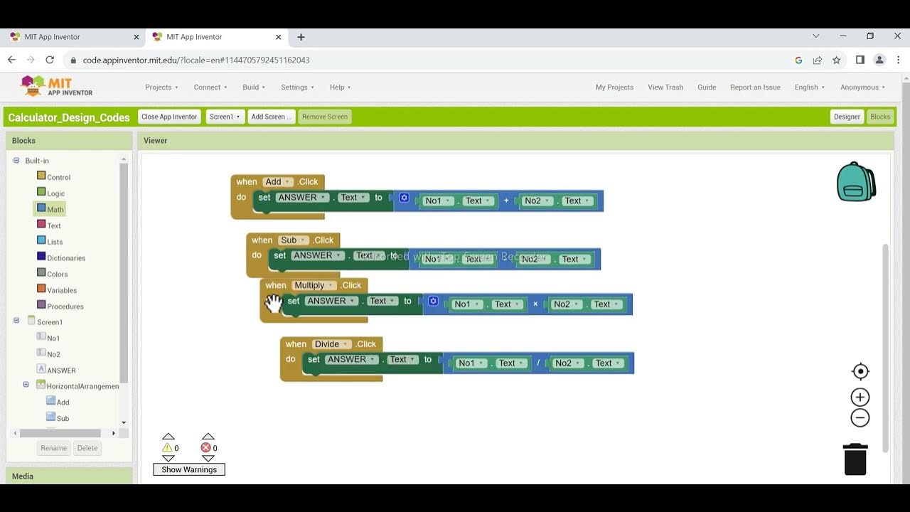 Calculator App on MIT App Inventor| How to make a simple calculator project| Explained in ...
