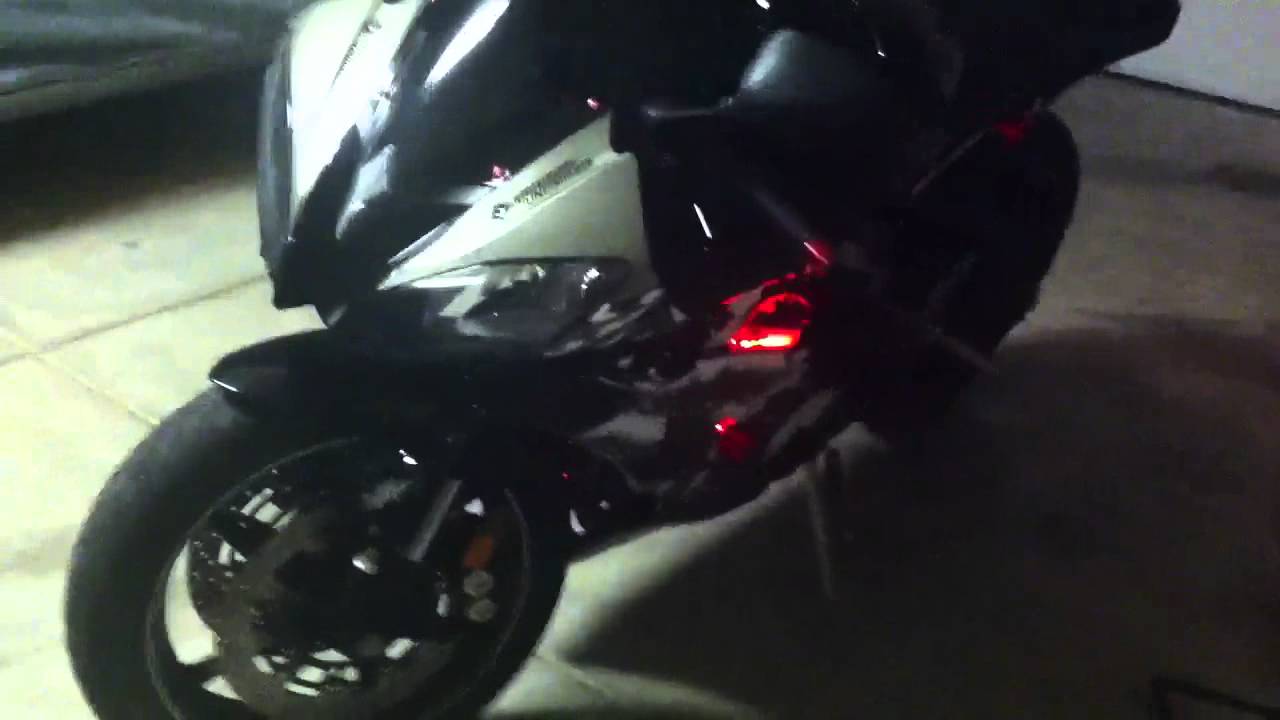Hand made neon kit for 2010 Yamaha r6 red glow - YouTube