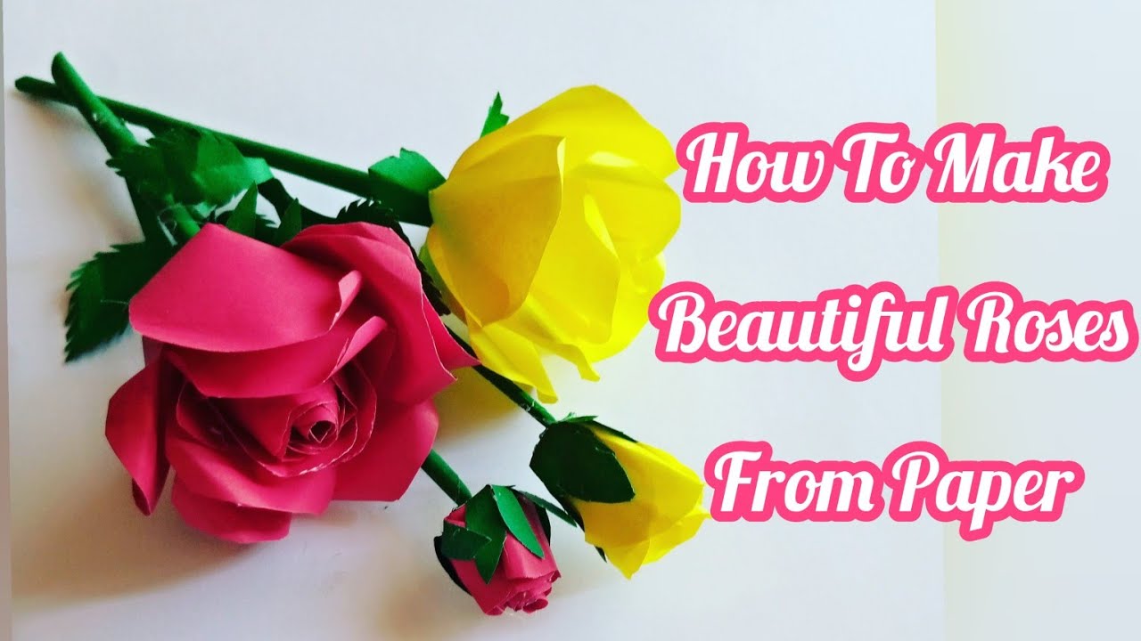 How to Make Beautiful paper Rose Flowers.|Abeeha's Creative| - YouTube