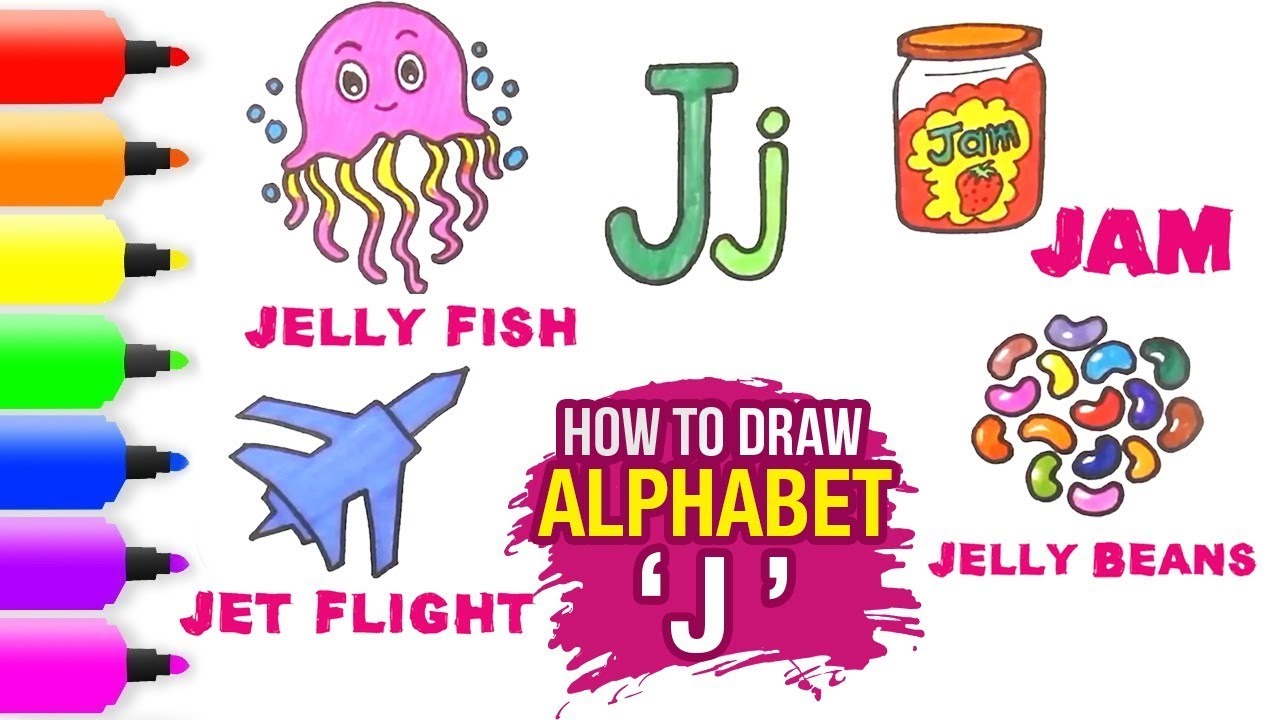 How To Draw Alphabet J | Easy Drawing Ideas | J For Jam | Coloring ...
