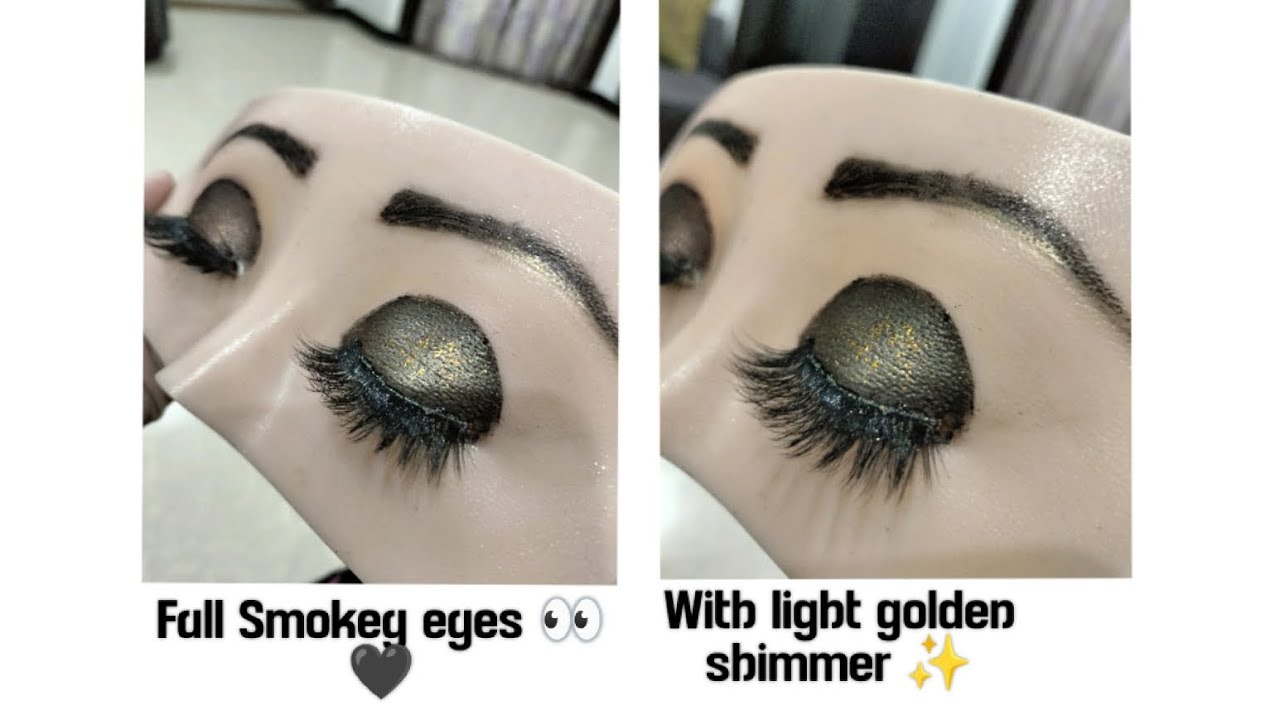 Full Smokey eyes 👀🖤||smokey eyes with golden shimmer ||Eyes makeup done ...