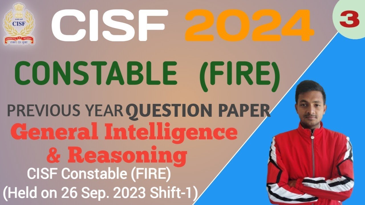 🎯CISF FIREMAN 2023 PYQ | Cisf Fireman Previous Year Reasoning Paper ...