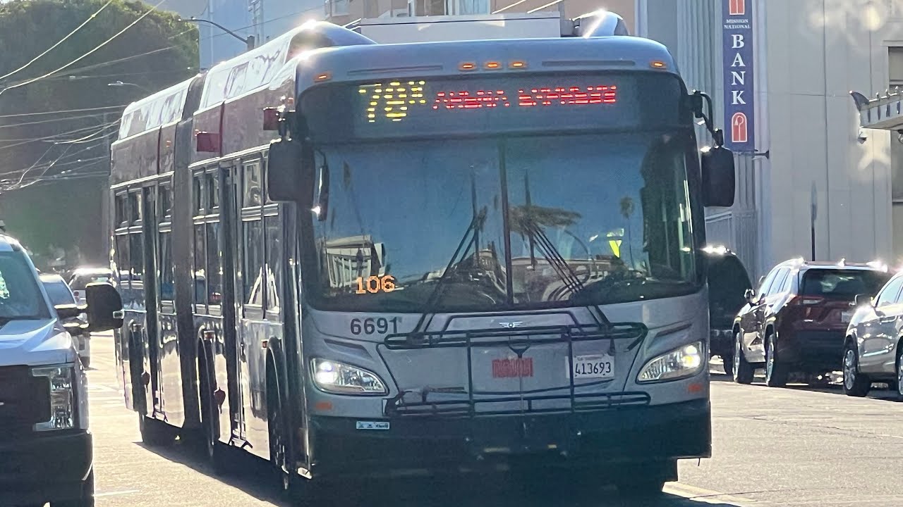 San Francisco MUNI 2018 New Flyer Xcelsior XDE60 6691 on route 78X 16th ...